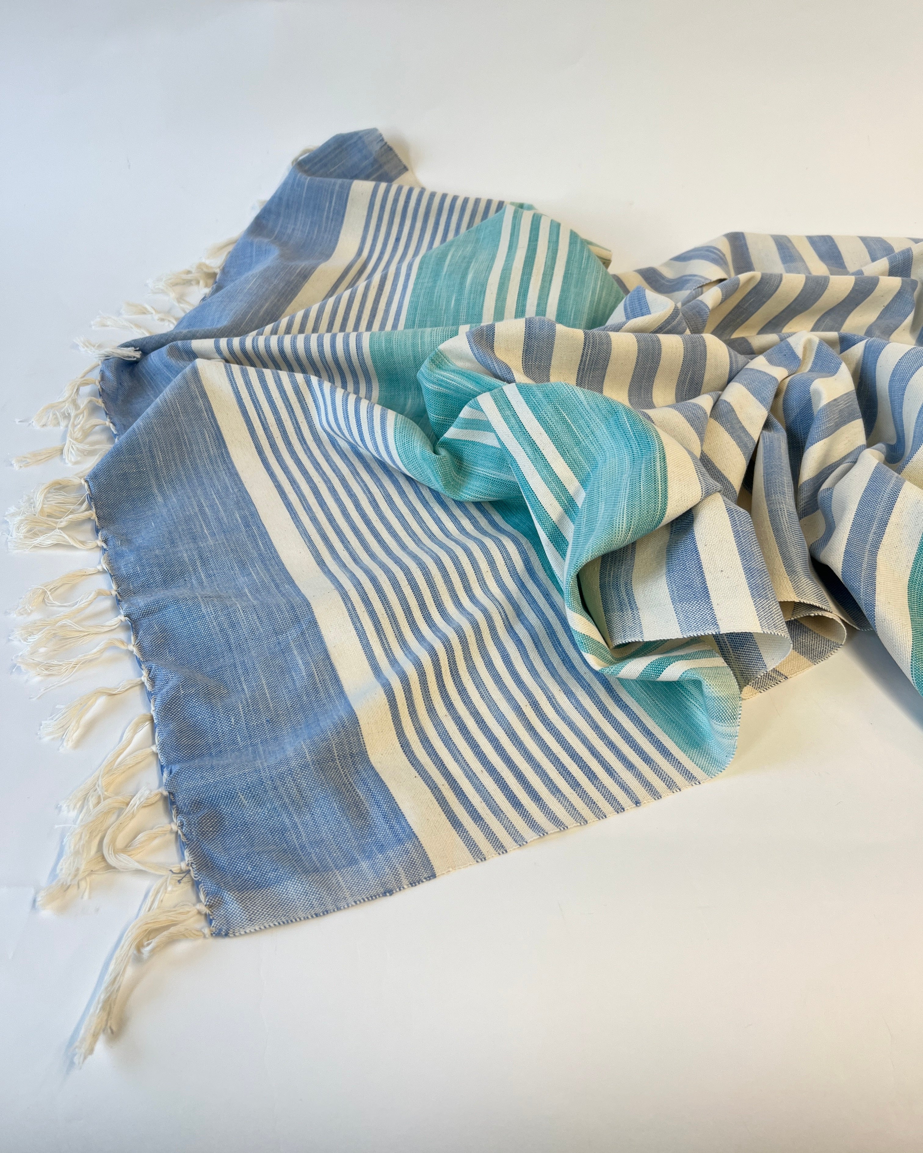 blue and teal cotton Kikoy – Approved Textiles